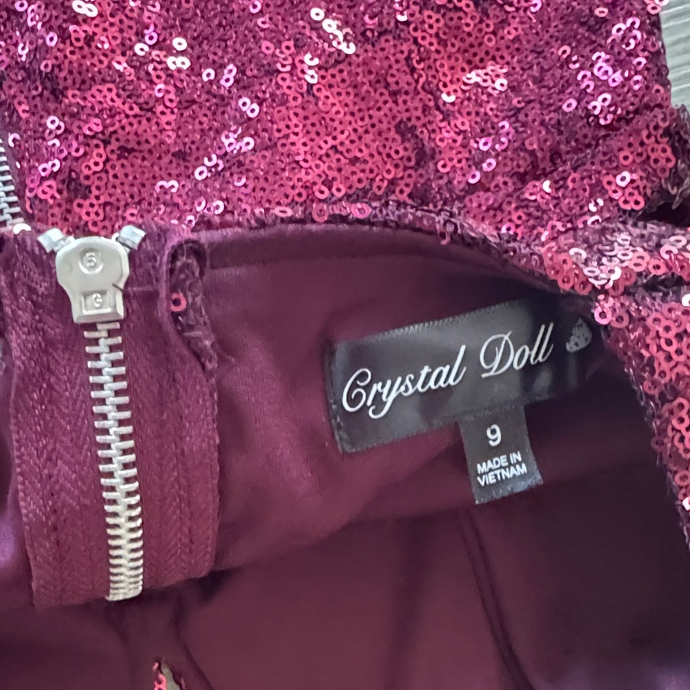 Crystal Doll Deep Red Sequin Prom Dress - Gem